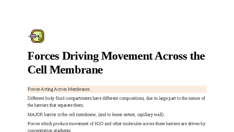Forces Driving Movement Across Cell Membranes: Mechanisms & Gradients ...