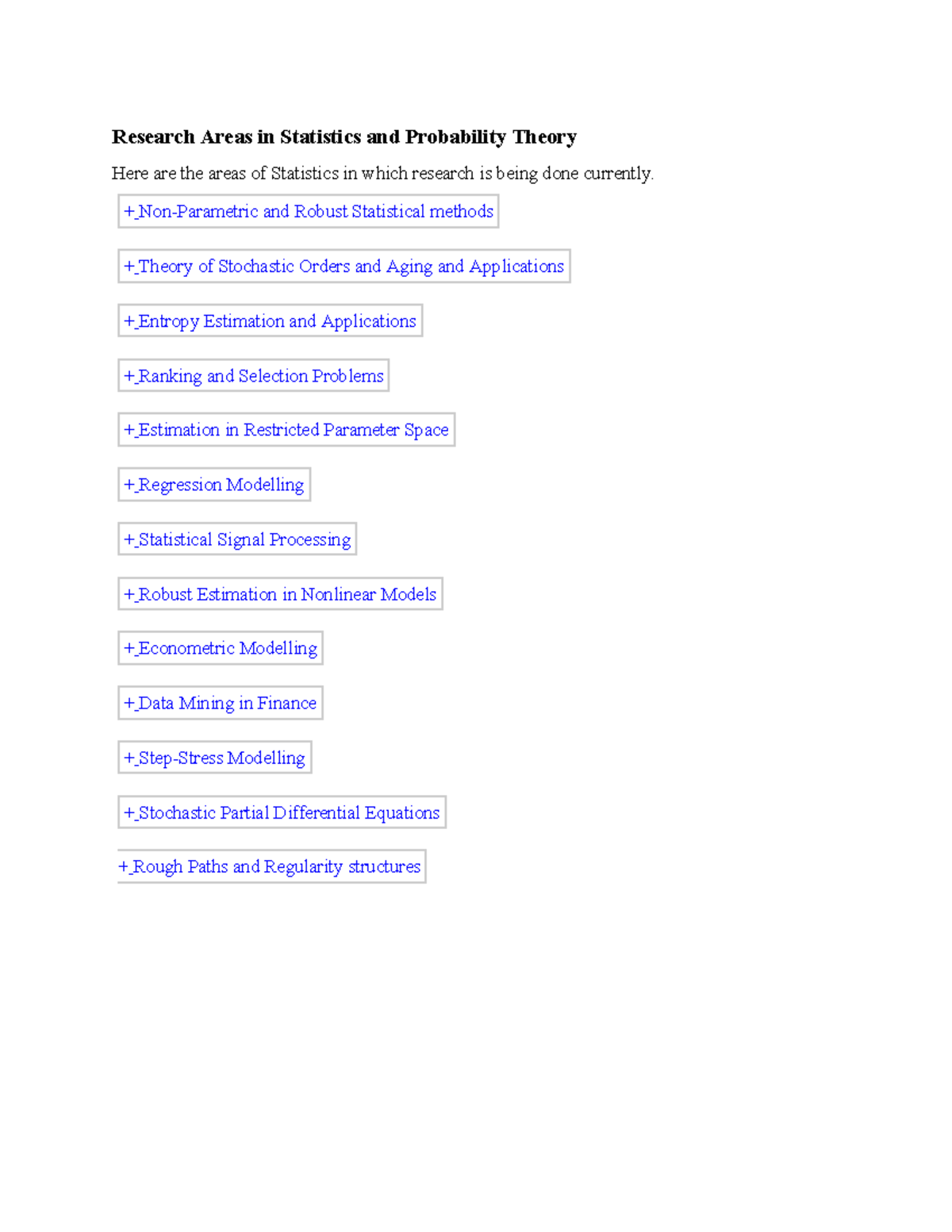 Research Areas in Statistics and Probability Theory - + Non-Parametric ...