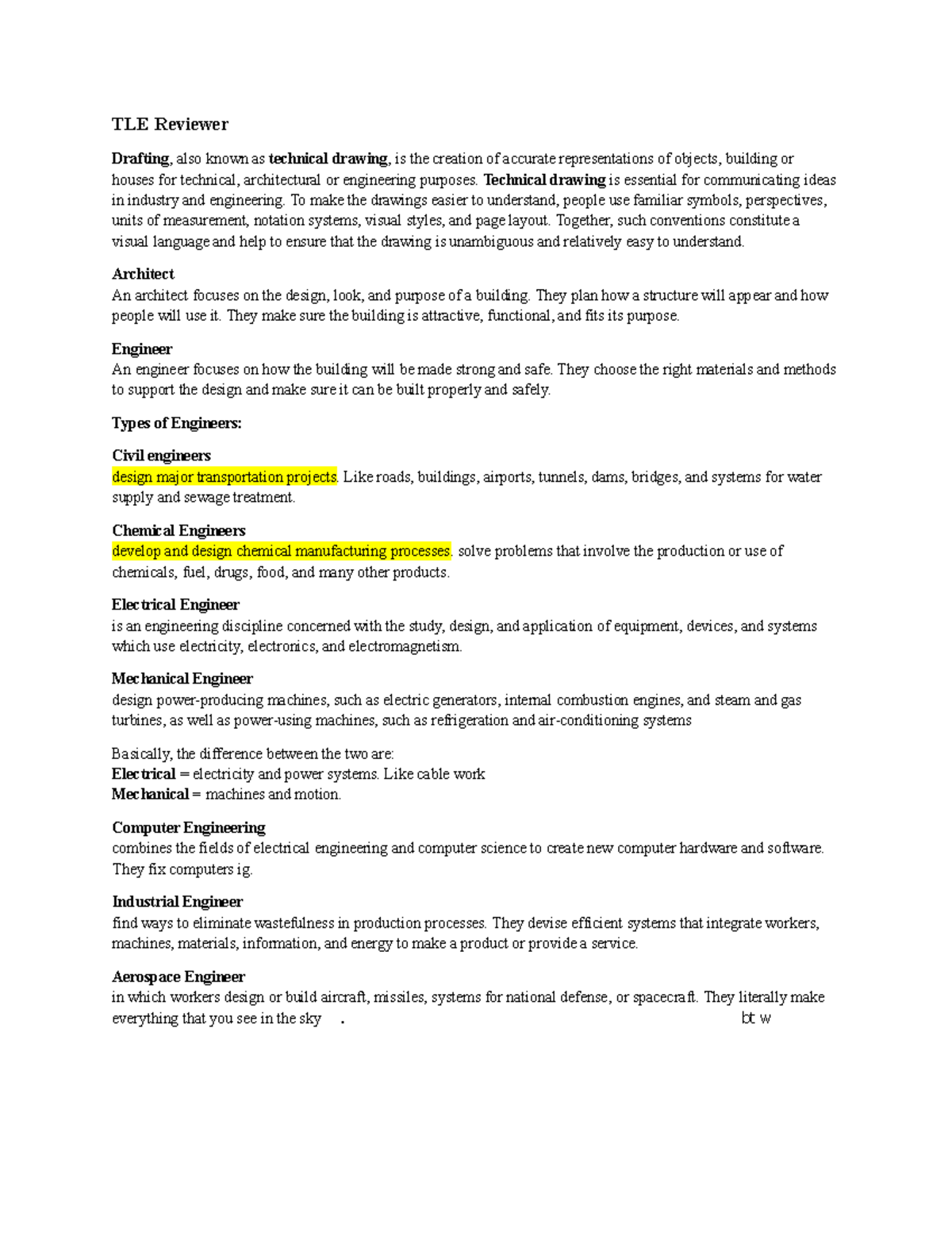 TLE-Reviewer-Q3: Technical Drawing and Engineering Fundamentals - Studocu