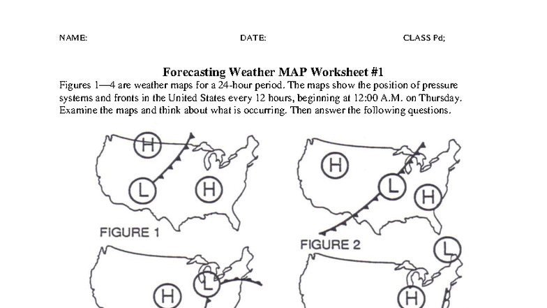 Forecasting Weather MAP Worksheet Activity - Studocu