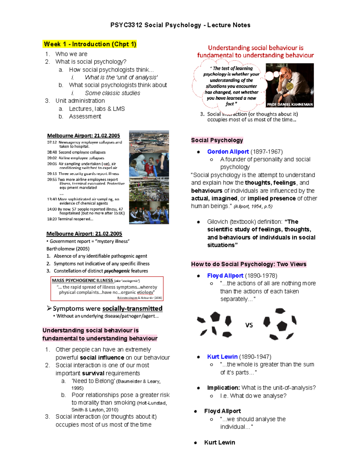 PSYC3312 Lecture Notes - PSYC3312 Social Psychology - Lecture Notes ...
