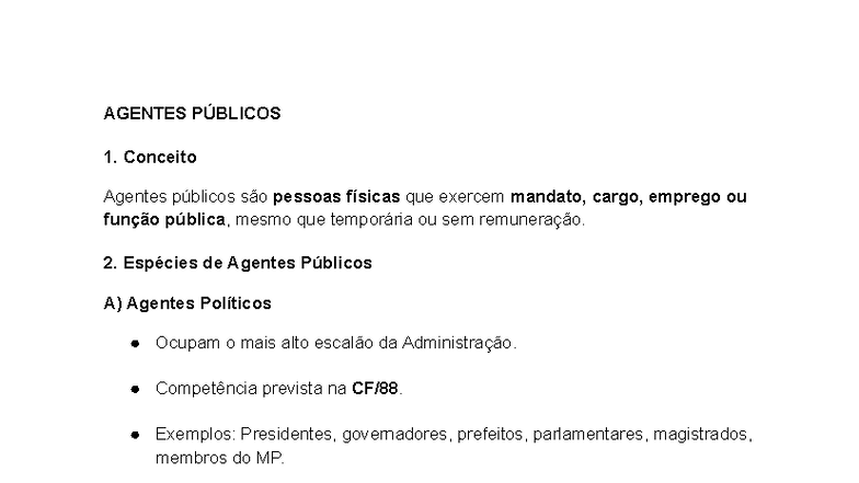 AGENTES PÚBLICOS: Conceitos e Classificações - Estudo Completo - Studocu