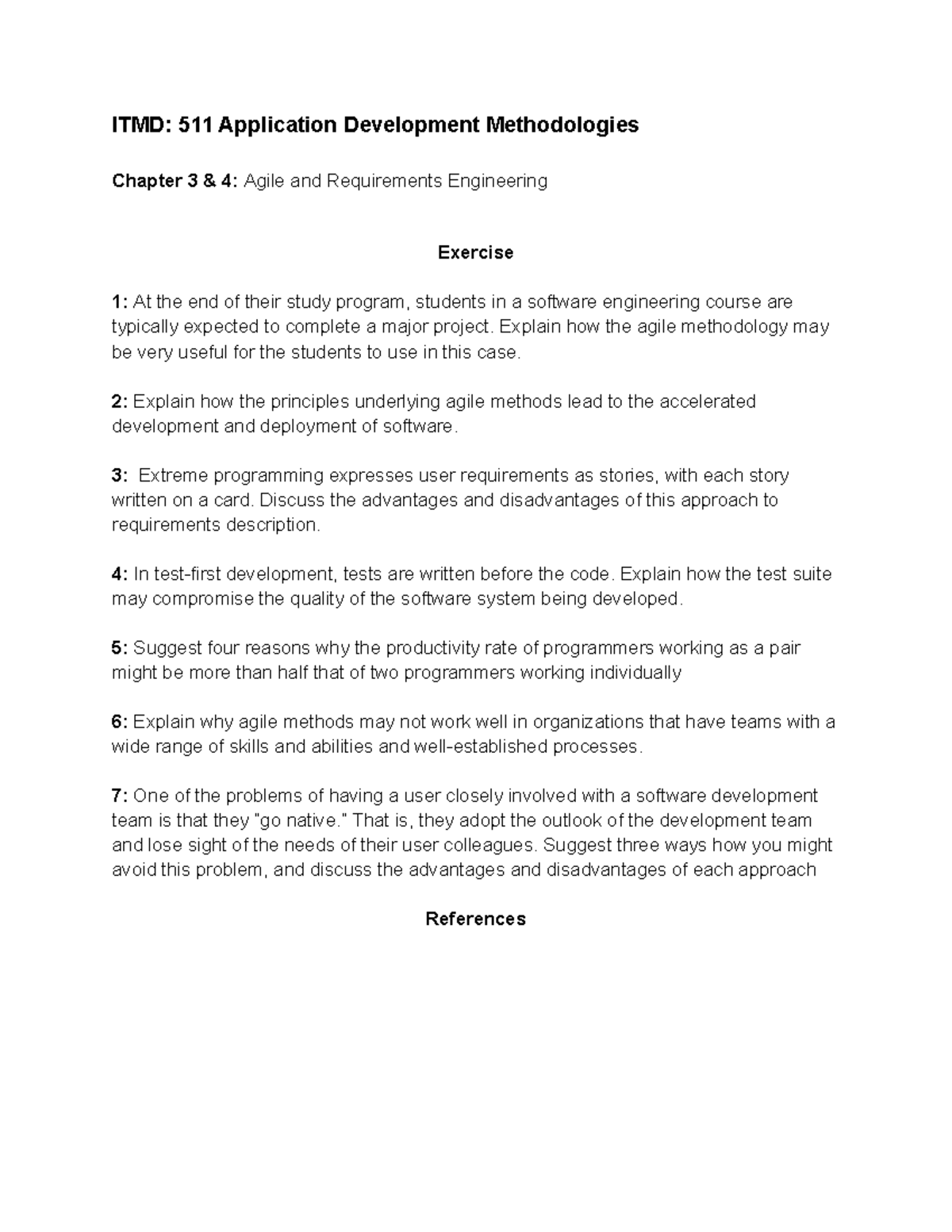 ITMD 511 Weekly Exercise: Agile Methodologies & Requirements - Studocu
