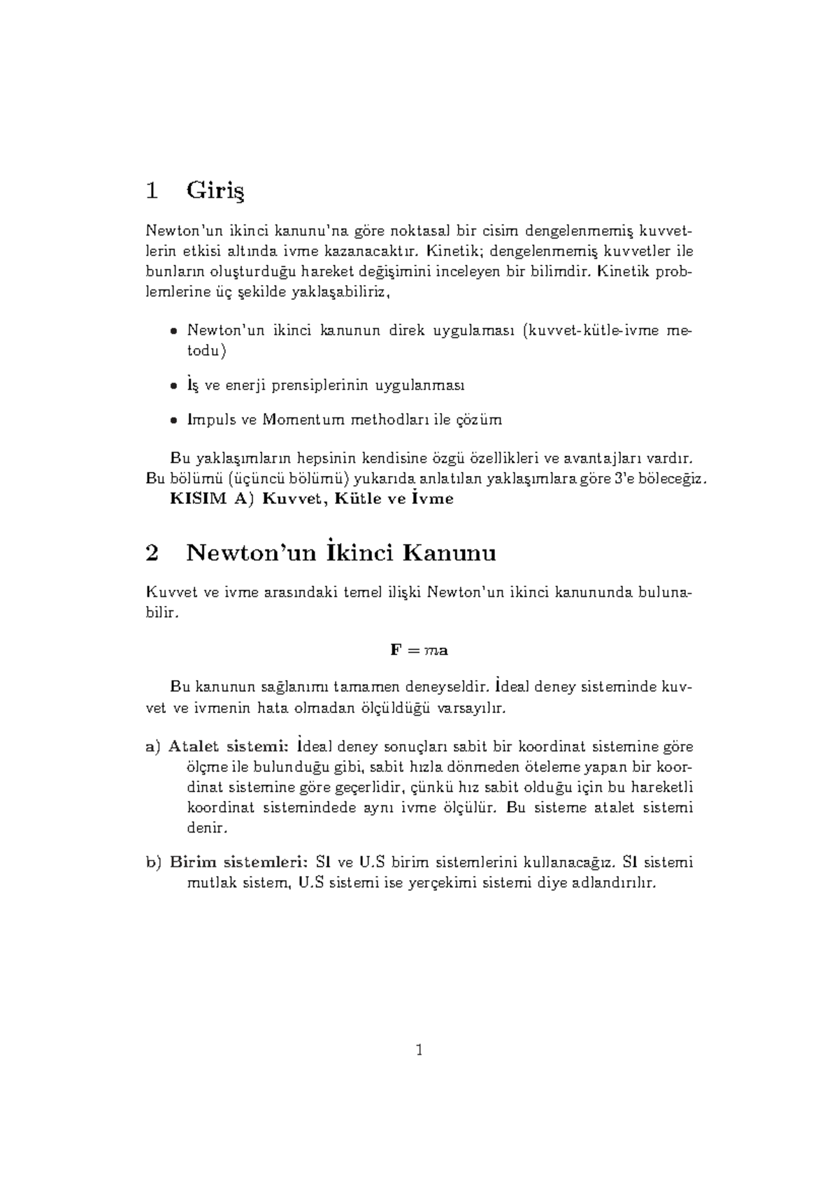 Bolum 3A - Dinamik Ders Notları (Fizik 101) - Studocu