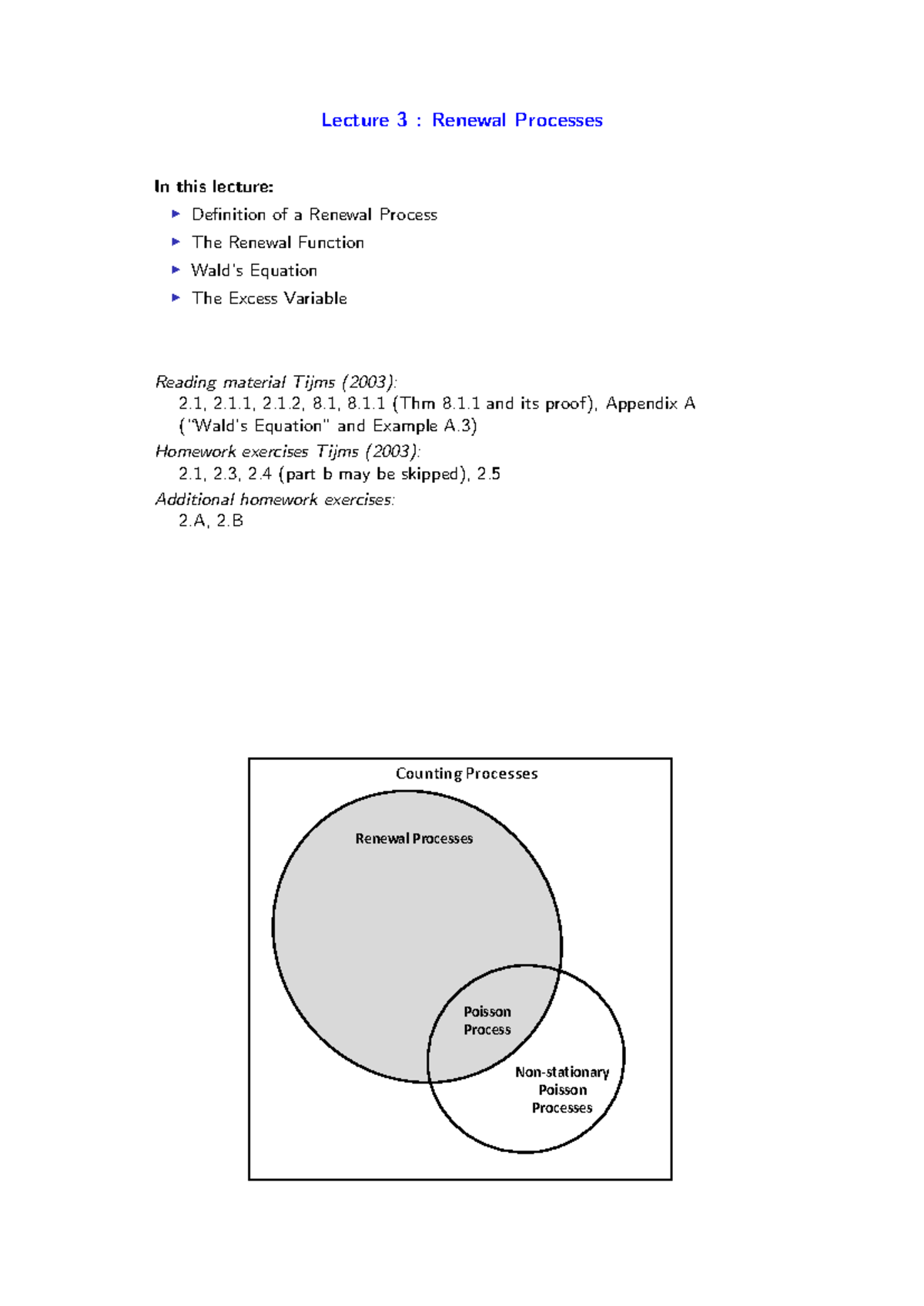 Lecture 3: Essential Concepts of Renewal Processes and Applications ...