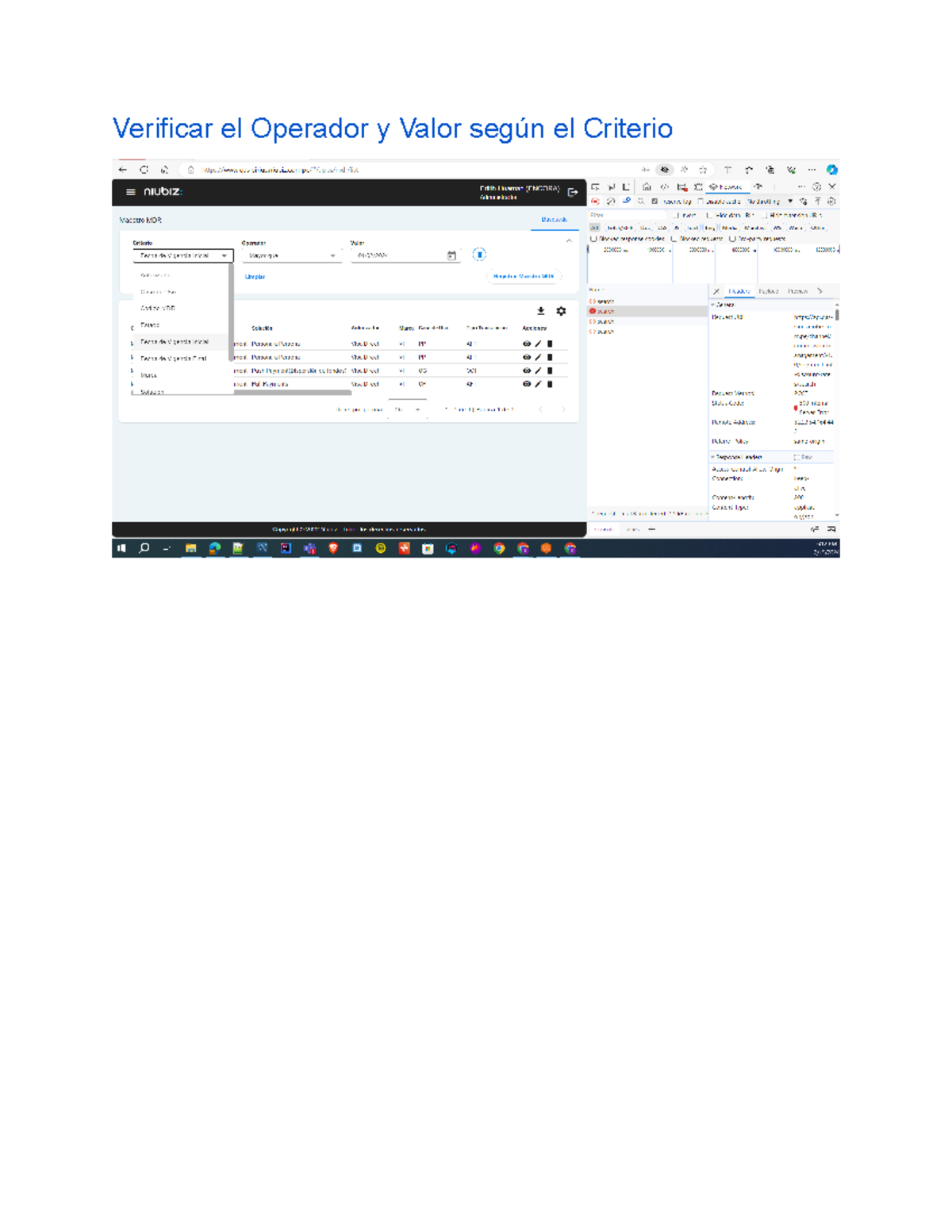 Verificar el Operador y Valor según el Criterio - Verificar el Operador ...