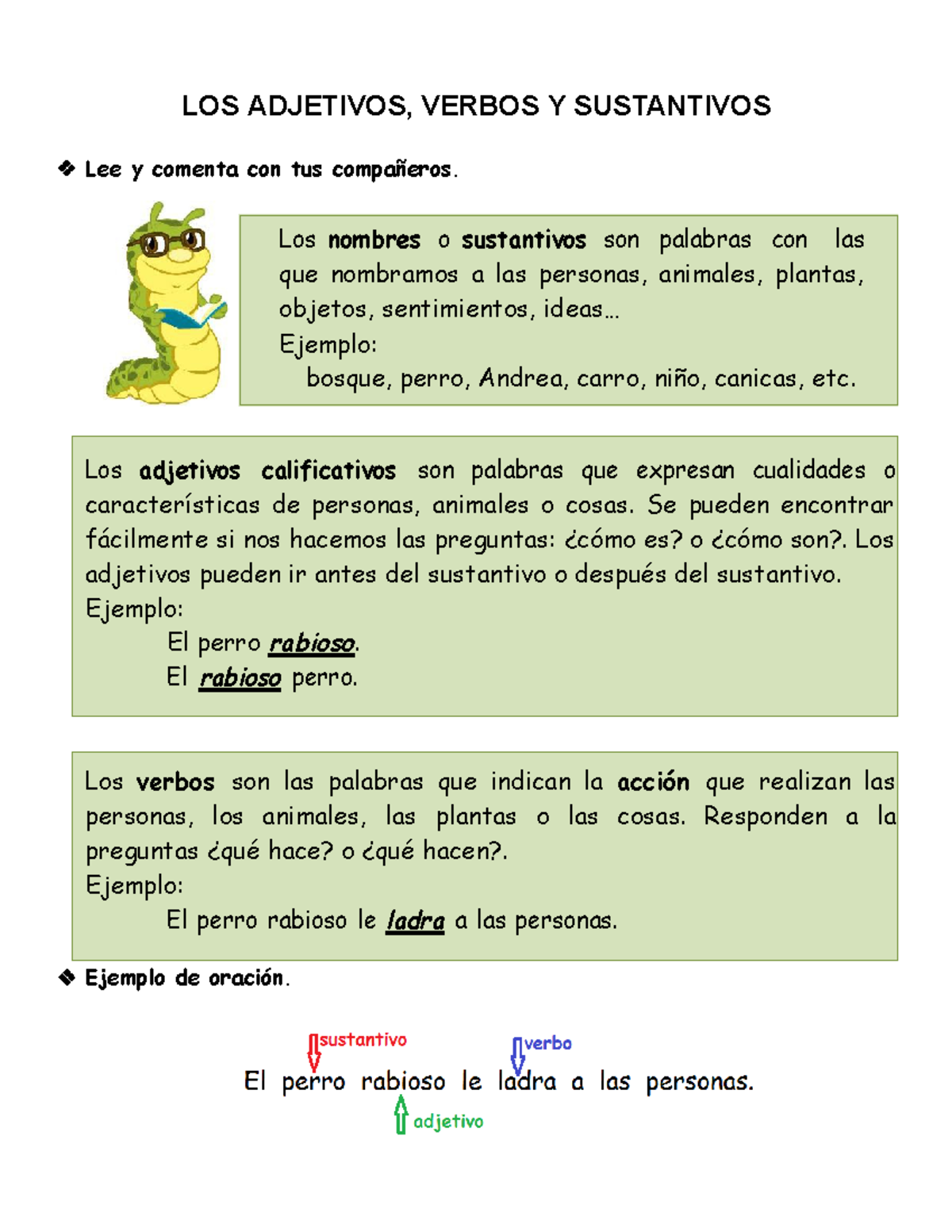 Hojas De Trabajo De Sustantivos Y Verbos Fichas Trabajar Conceptos (1)
