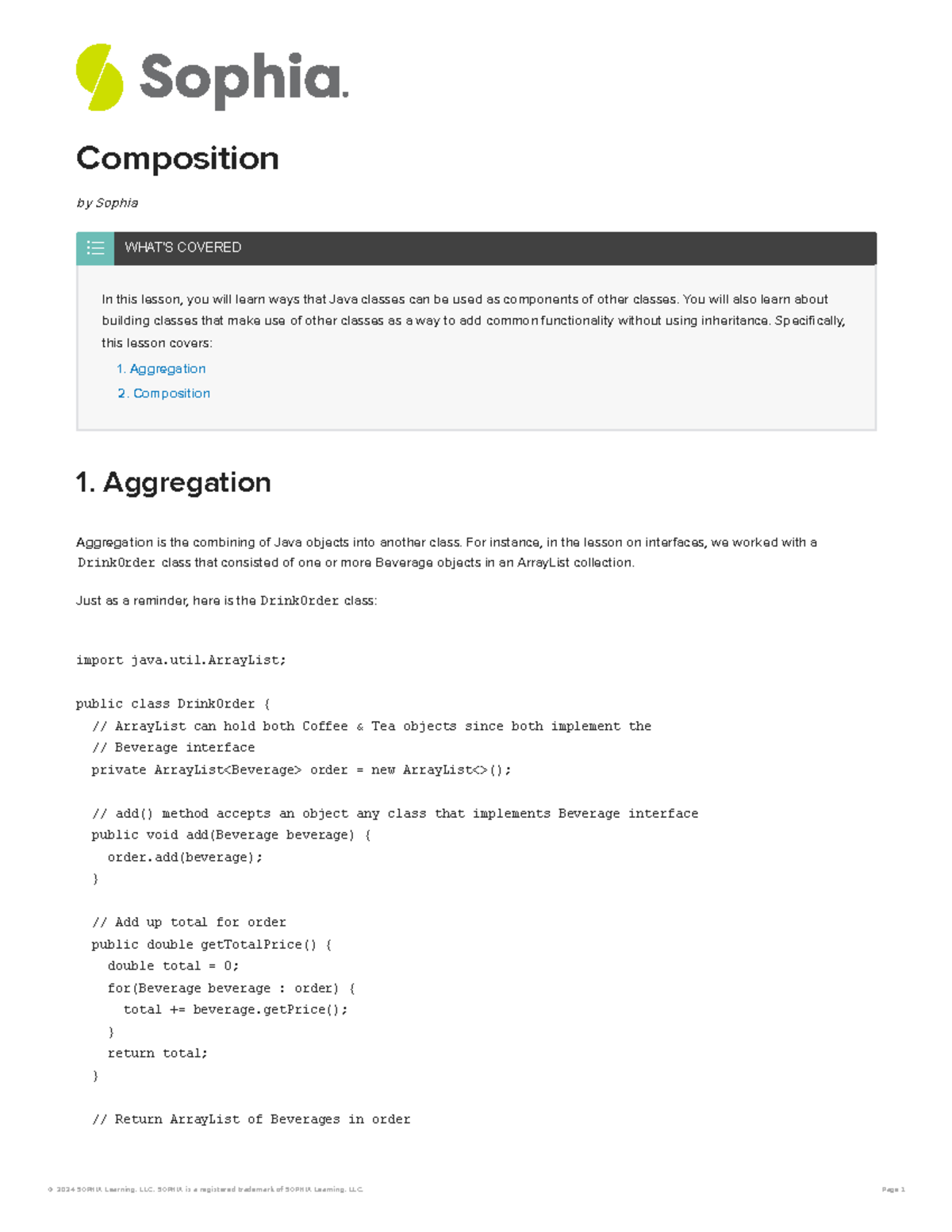 Composition in Java: Aggregation vs. Composition (COMP-10) - Studocu