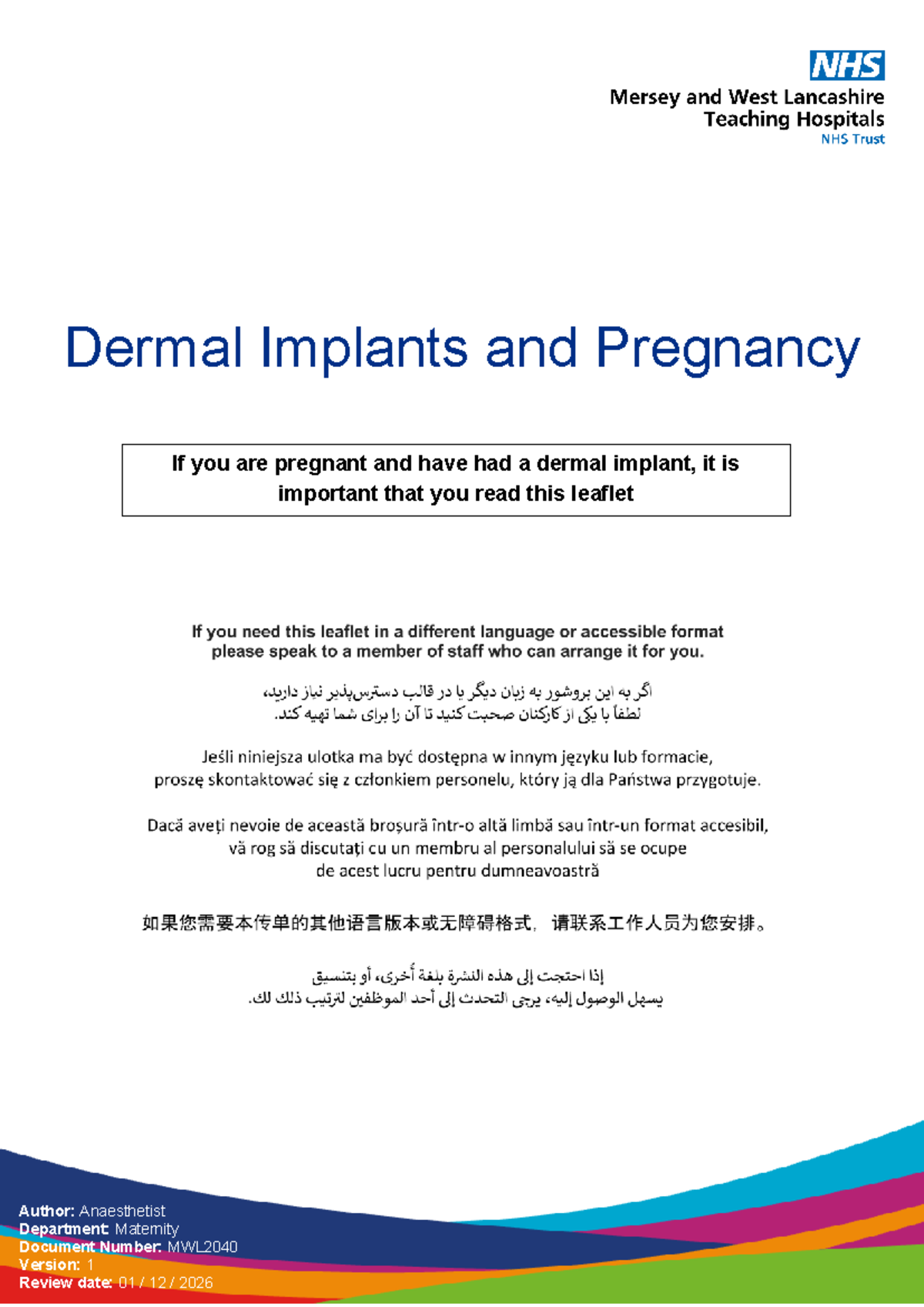 MWL2040: Important Information on Dermal Implants During Pregnancy ...