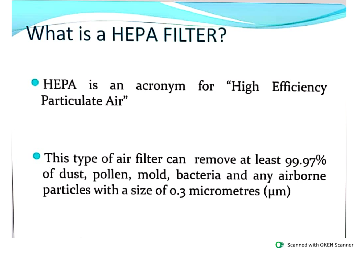 HEPA Filter - Nursing notes - Bachelor of Science in Nursing - Studocu