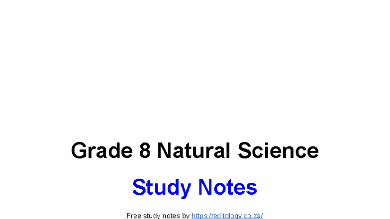 Grade 8 Natural Science Study Notes: Key Concepts & Processes - Studocu