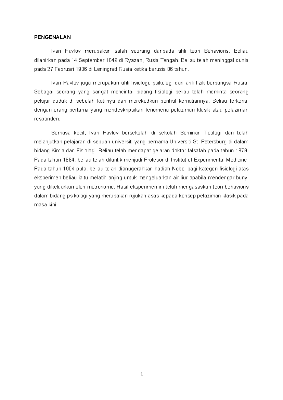 PAV 101: Teori Pelaziman Klasik Ivan Pavlov dan Implikasinya dalam ...