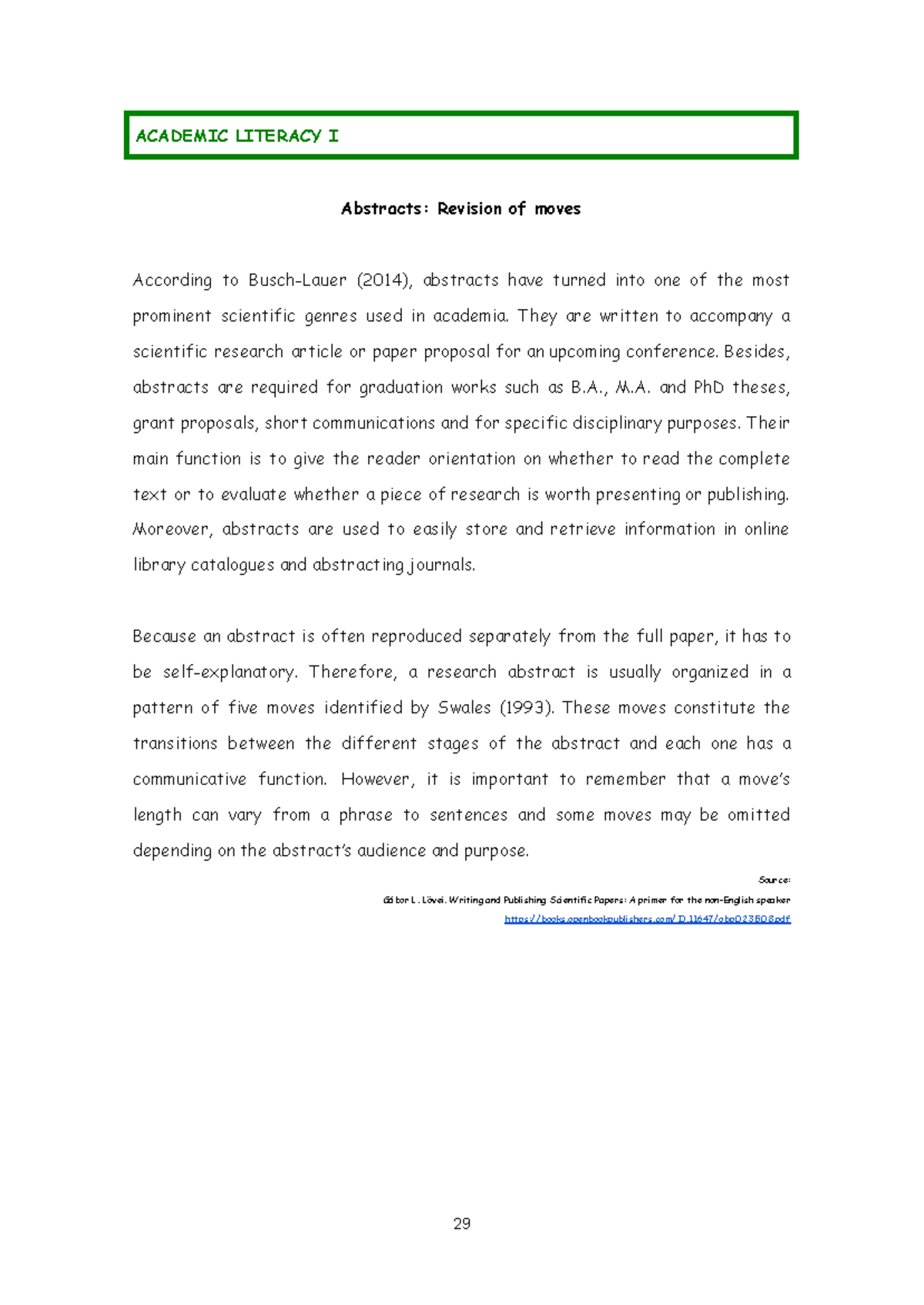 Autoguia 1: Understanding Abstracts in Academic Writing - Studocu