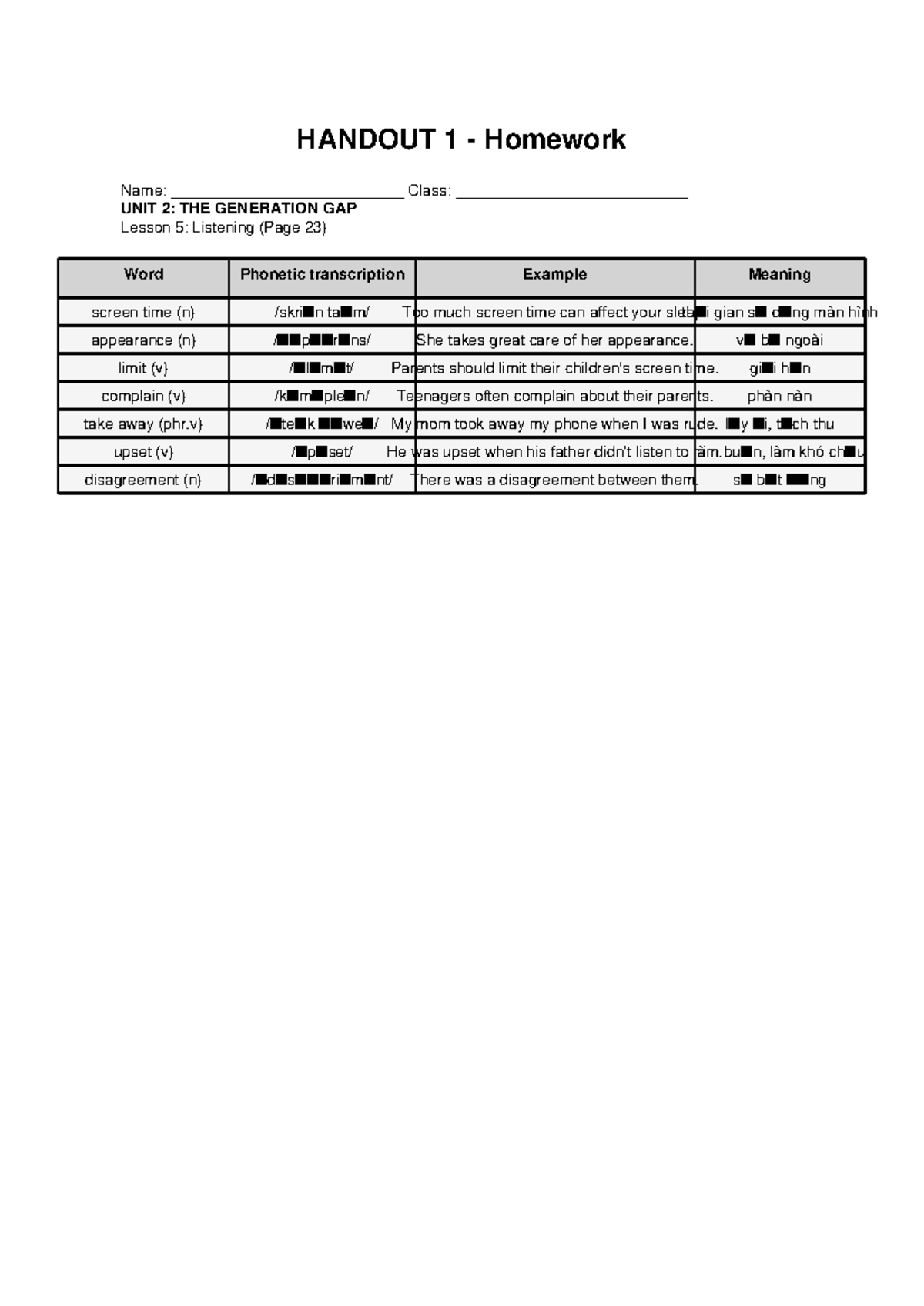 Handout Unit2 Lesson 5 Answers - HANDOUT 1 - Homework Name ...