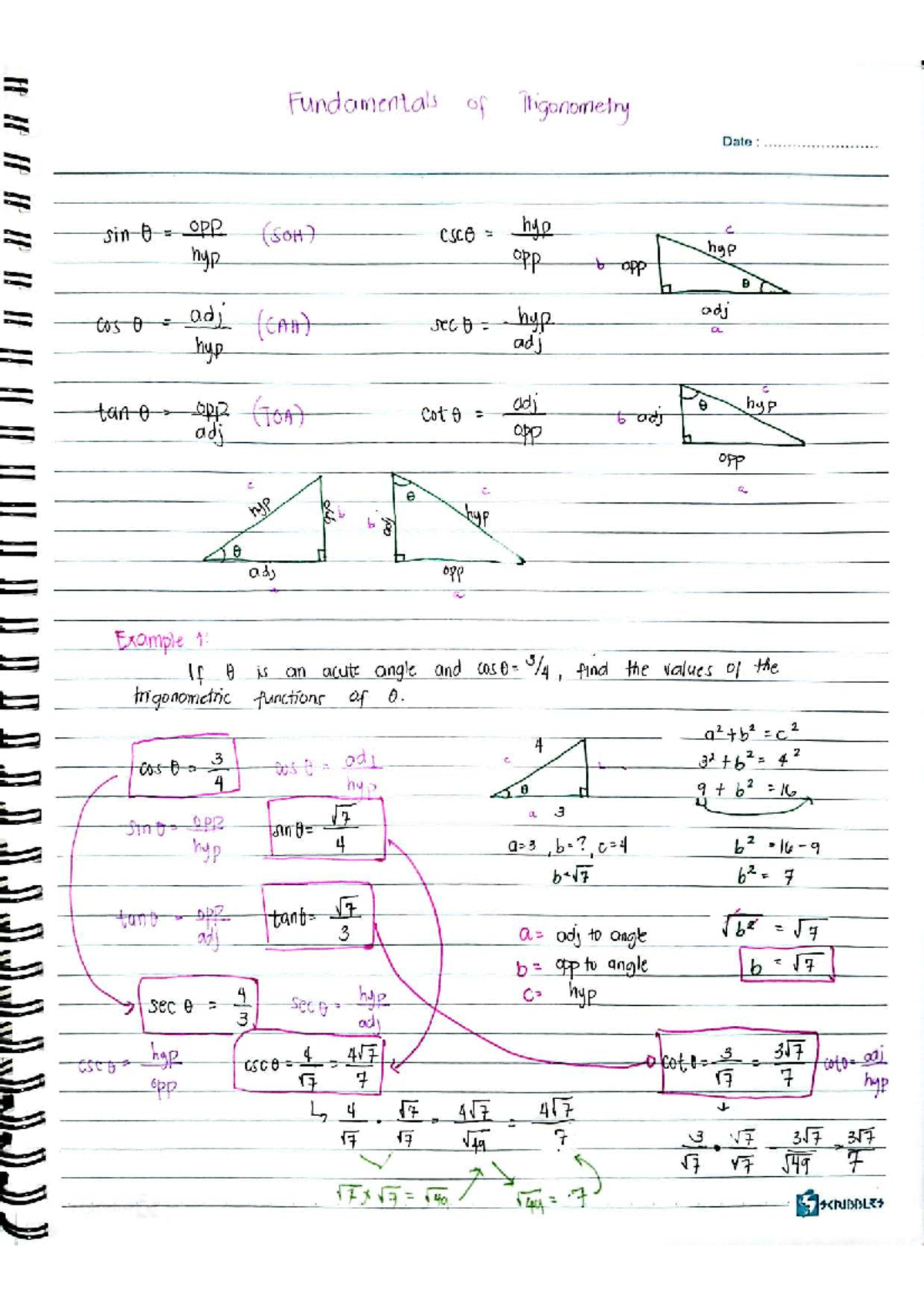 Fundamentals of Trigonometry: Key Concepts and Examples - Studocu