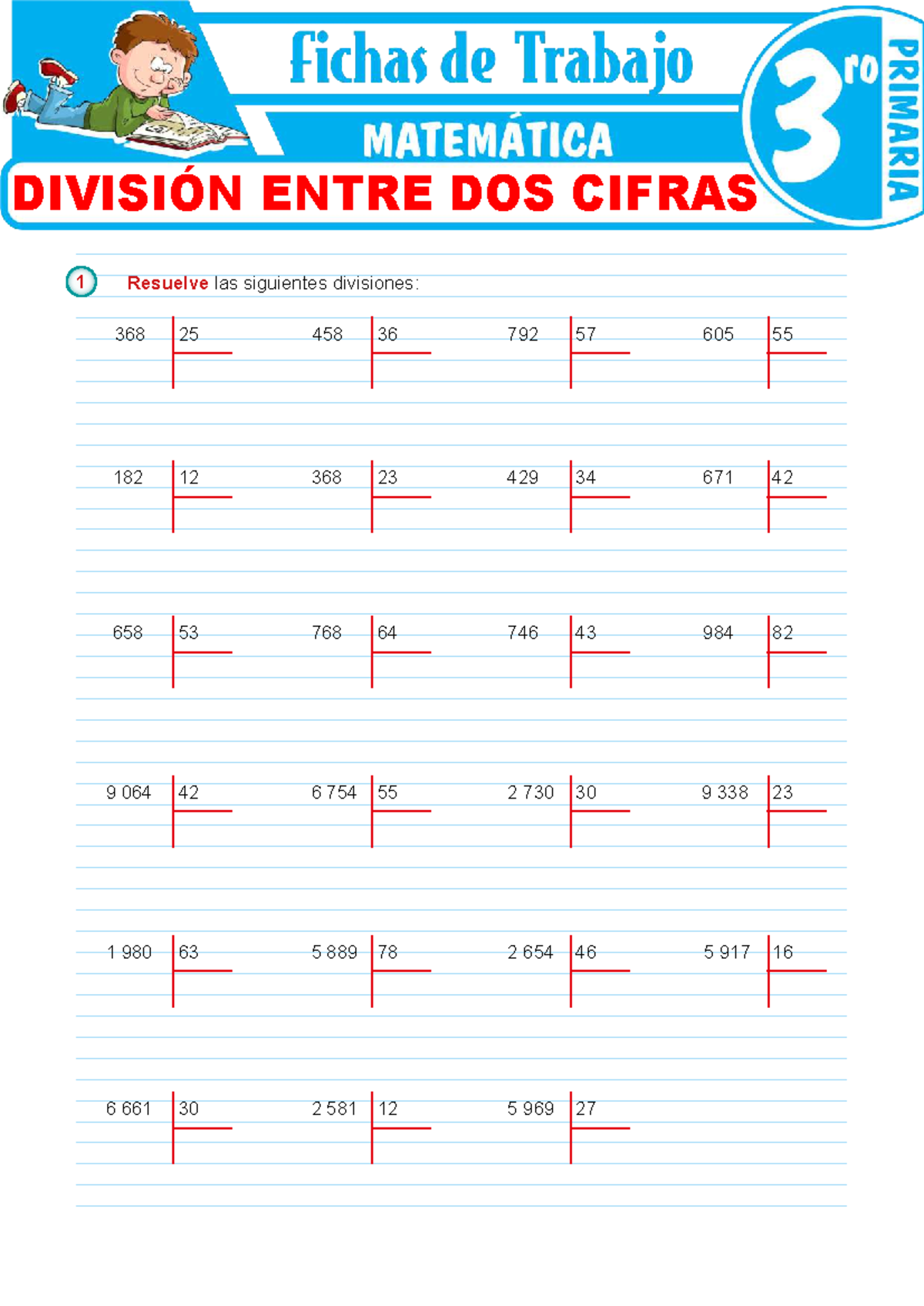 Division entre dos cifras para Tercer Grado de Primaria - 1 Resuelve ...