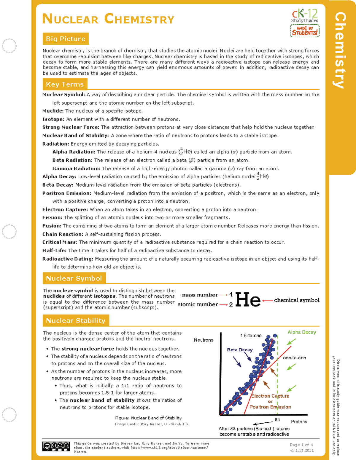 Nuclear Chemistry Study Guide: Key Concepts and Decay Processes ...