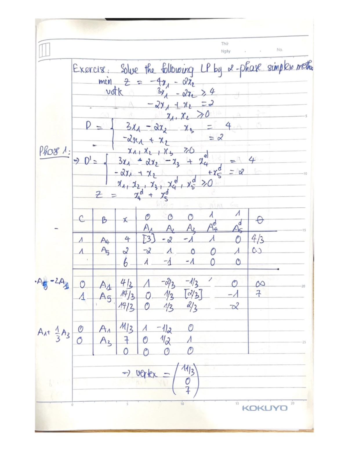 2-Phase Simplex Method: Linear Programming Exercise Solutions - Studocu