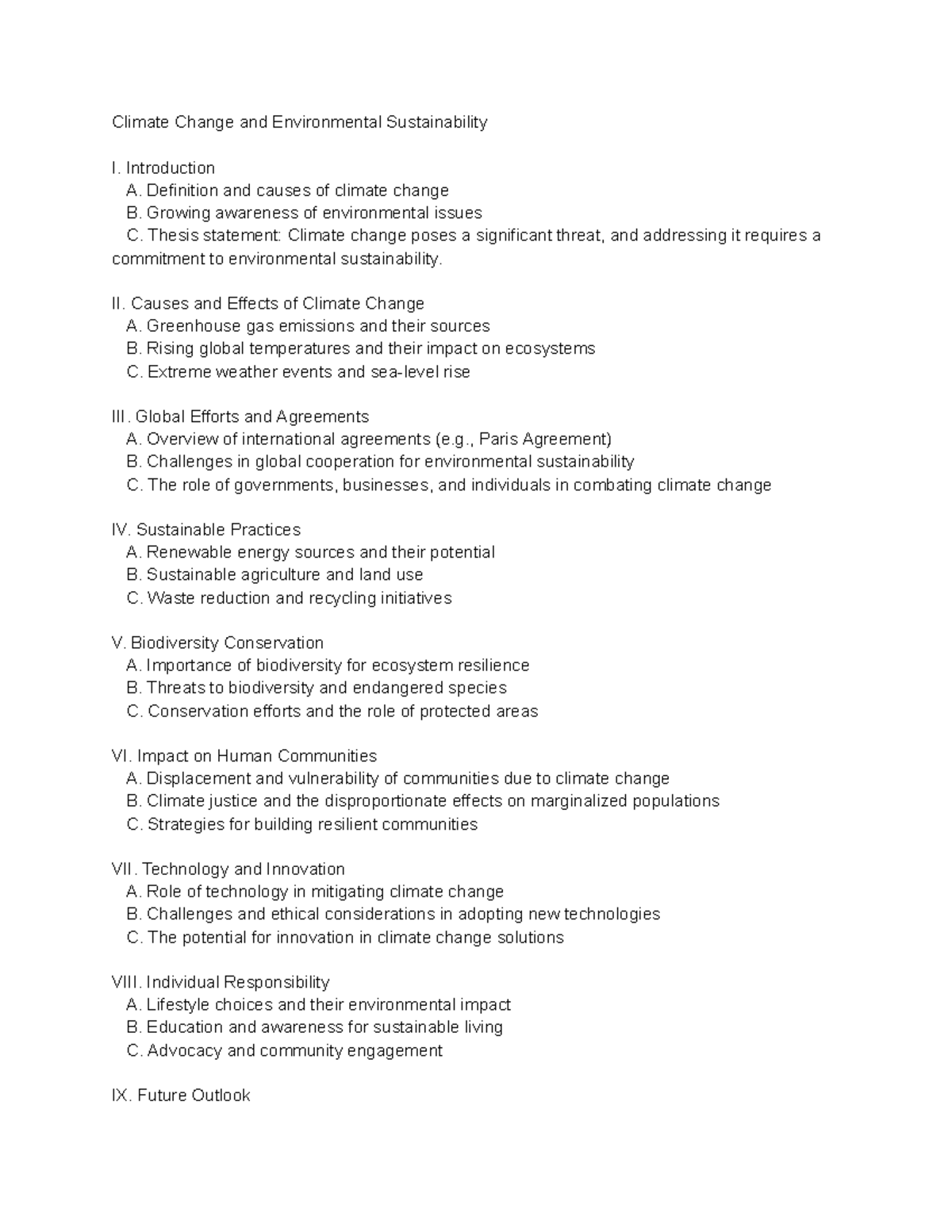 Essay on Climate Change & Environmental Sustainability - Course 101 ...