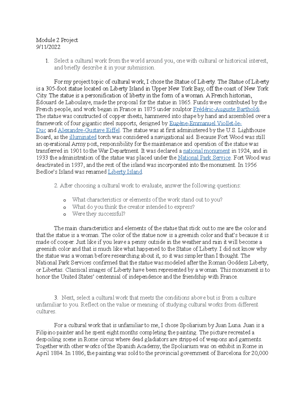 Module 2 Project - Module 2 Project 9/11/ Select a cultural work from the world around you, one ...