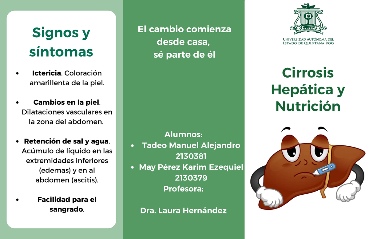 Folleto Cirrosis hepática - Cirrosis Hepática y Nutrición Signos y síntomas El cambio comienza ...
