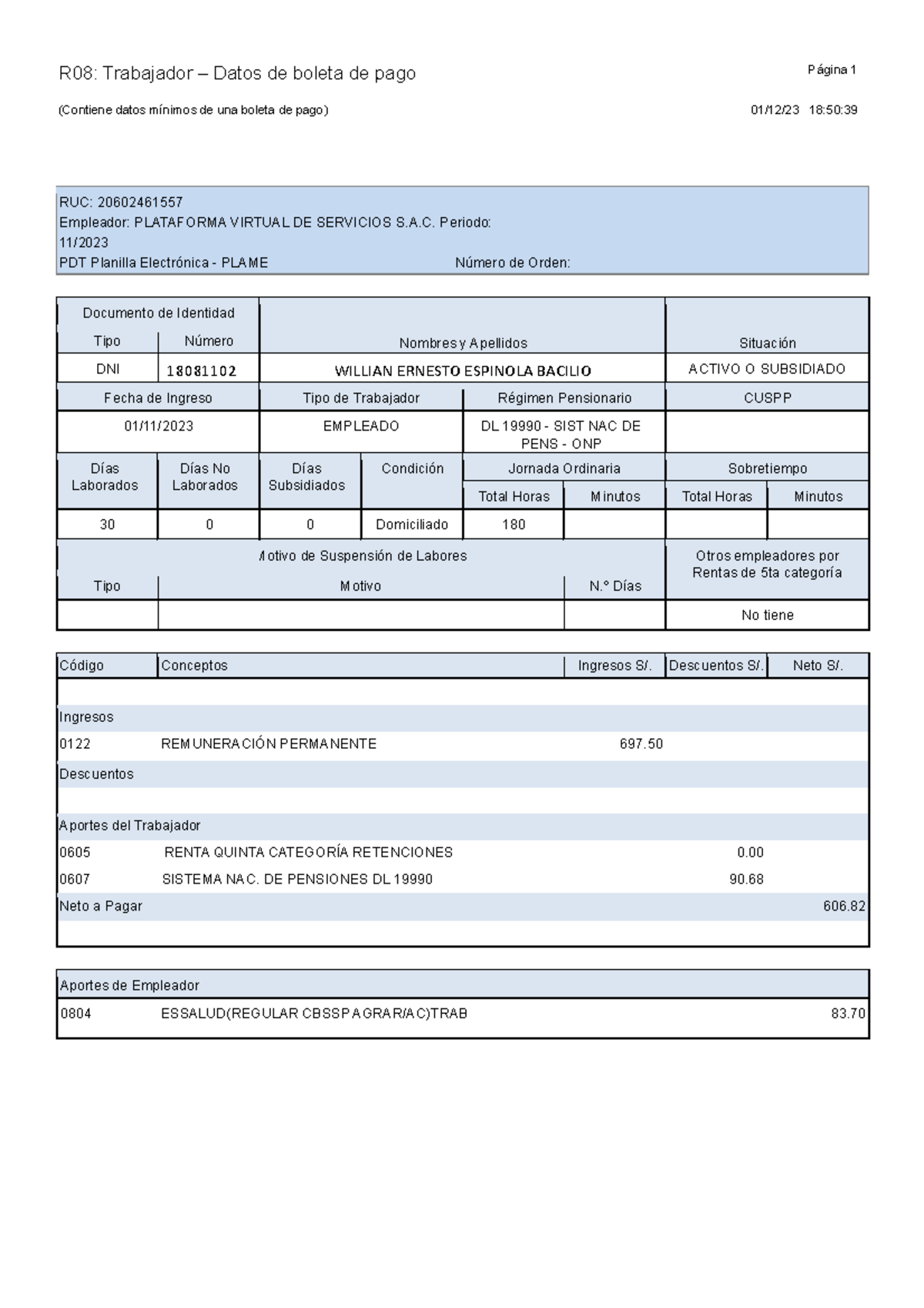 Boletas de Pago: Modelo y Datos Esenciales para Trabajadores - Studocu