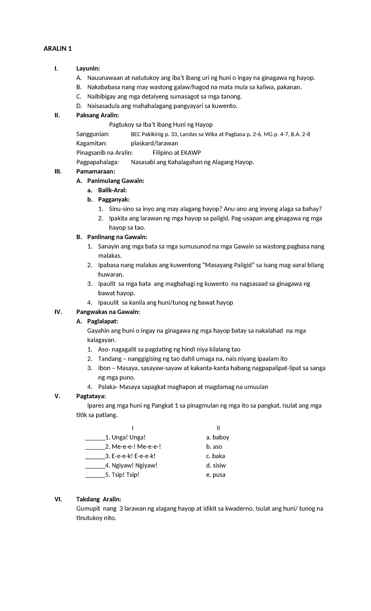 61363949 Pagsasanay sa Huni ng Hayop at Instrumento sa Filipino Grade 2 ...