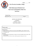 Mathematical Methods- Unit 1 - Grade: 11 - Victorian Certificate of ...
