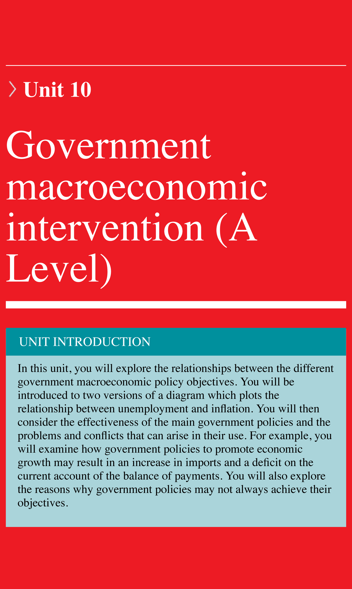 Unit 10: Government Macroeconomic Intervention (A Level) - Coursebook ...