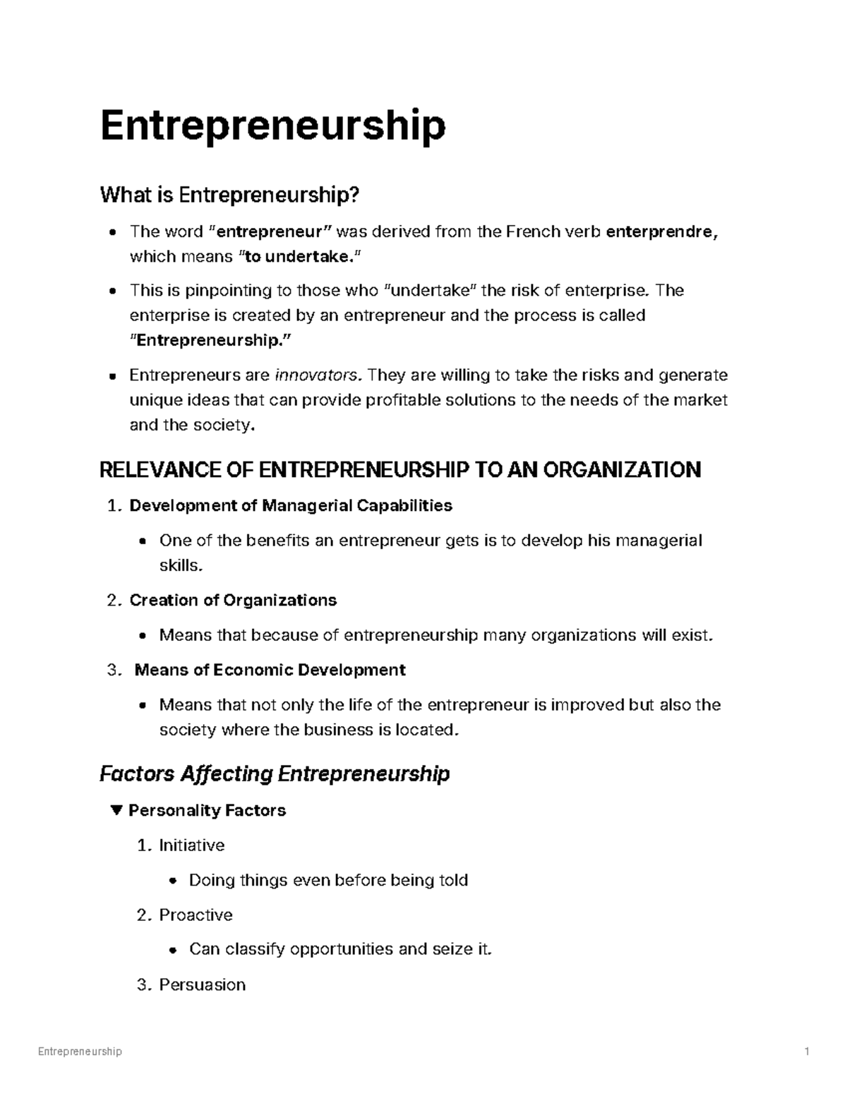 Entrepreneurship Notes Reviewer: Key Concepts and Competencies - Studocu