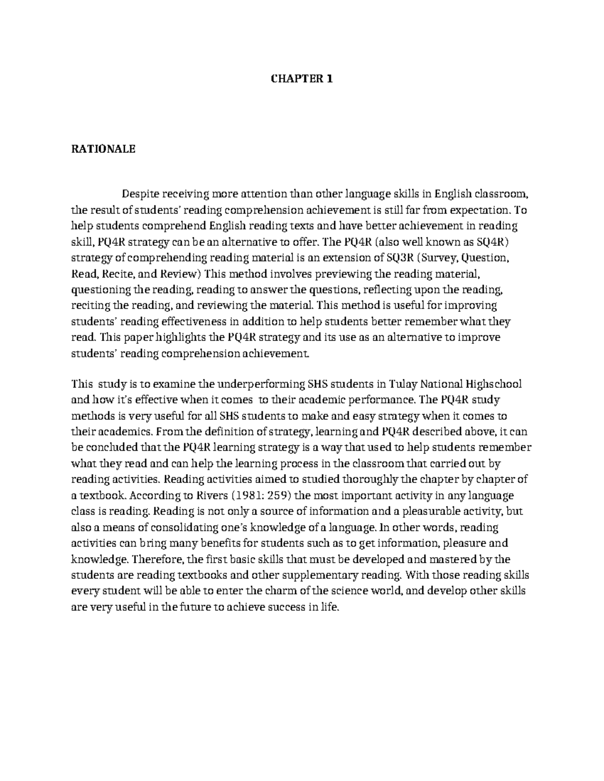 PQ4R Strategy: Improving Academic Performance in Underperforming SHS ...