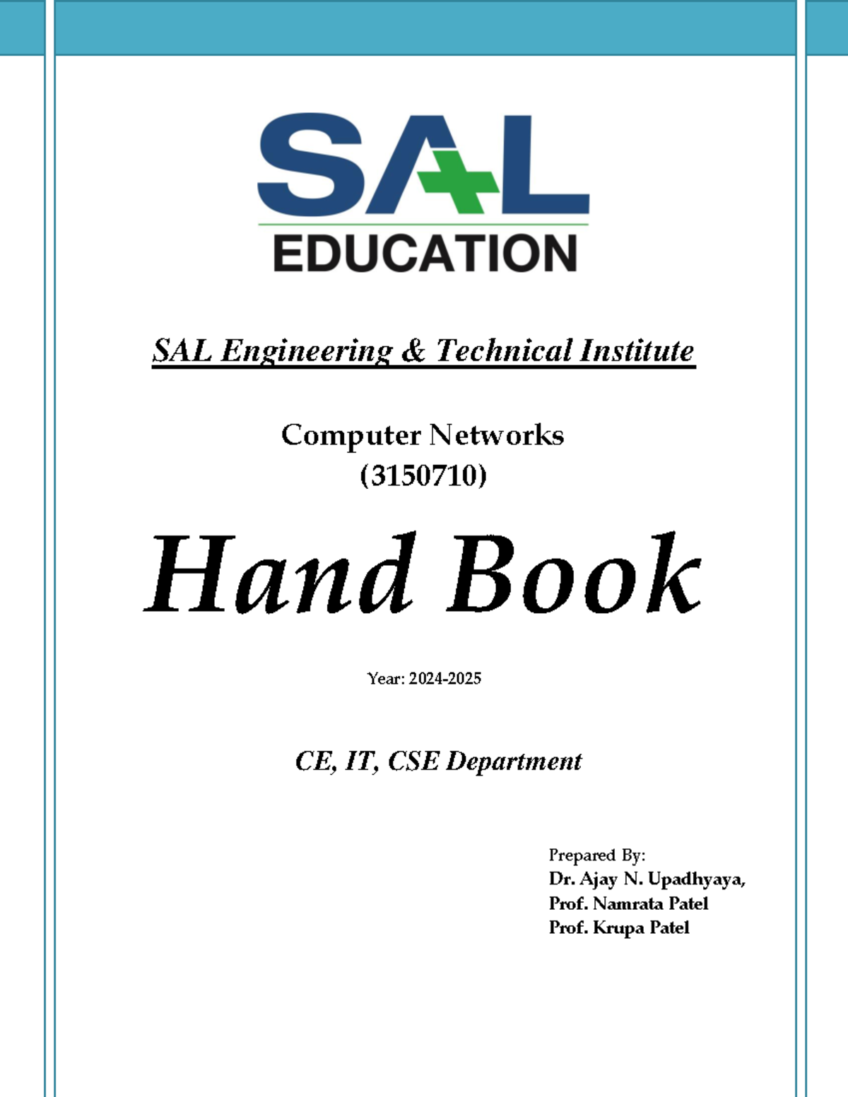 Computer Networks Handbook (3150710) for 2024-2025 Academic Year - Studocu