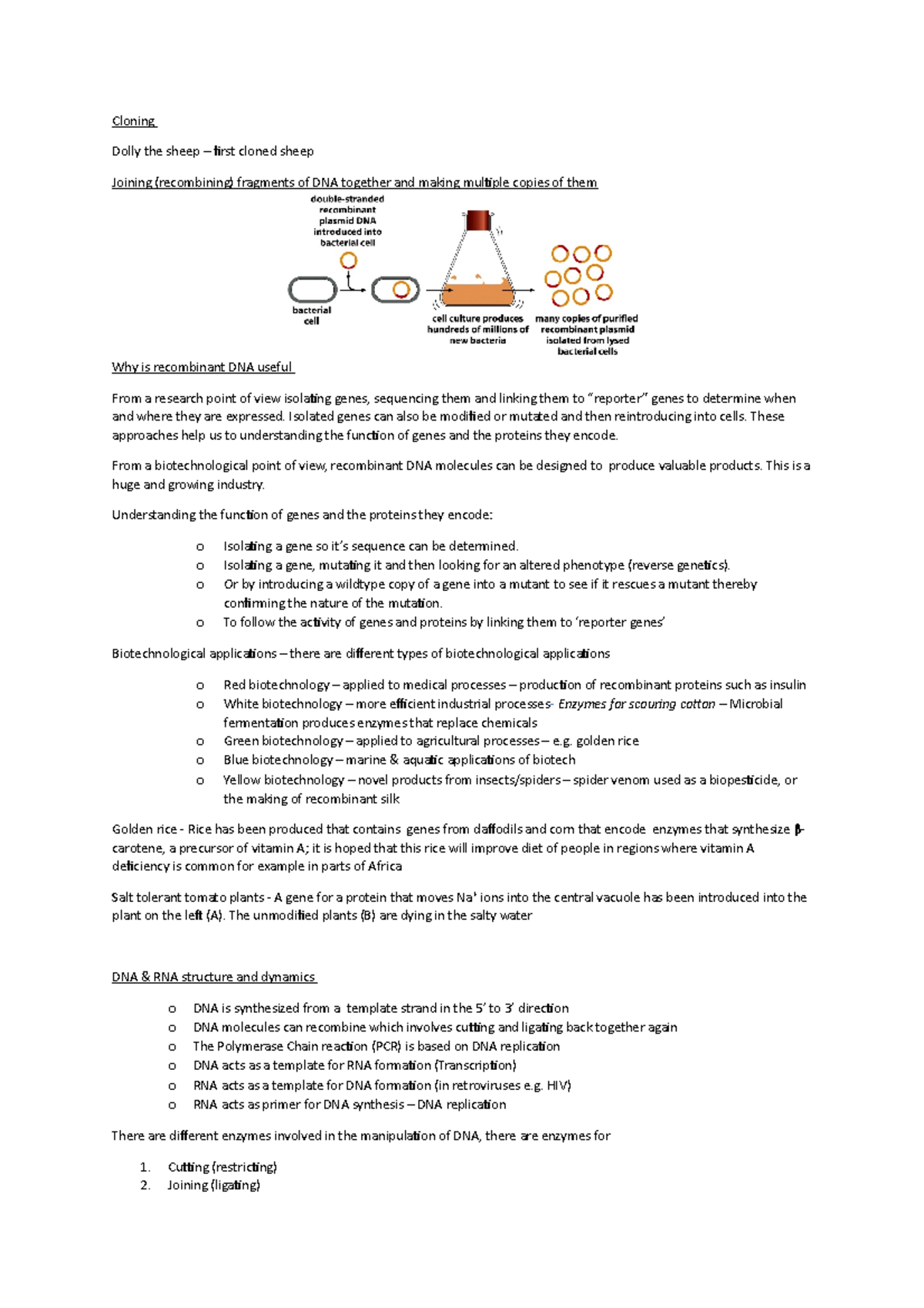Genetics lecture 30 - genetic engineering - Cloning Dolly the sheep ...