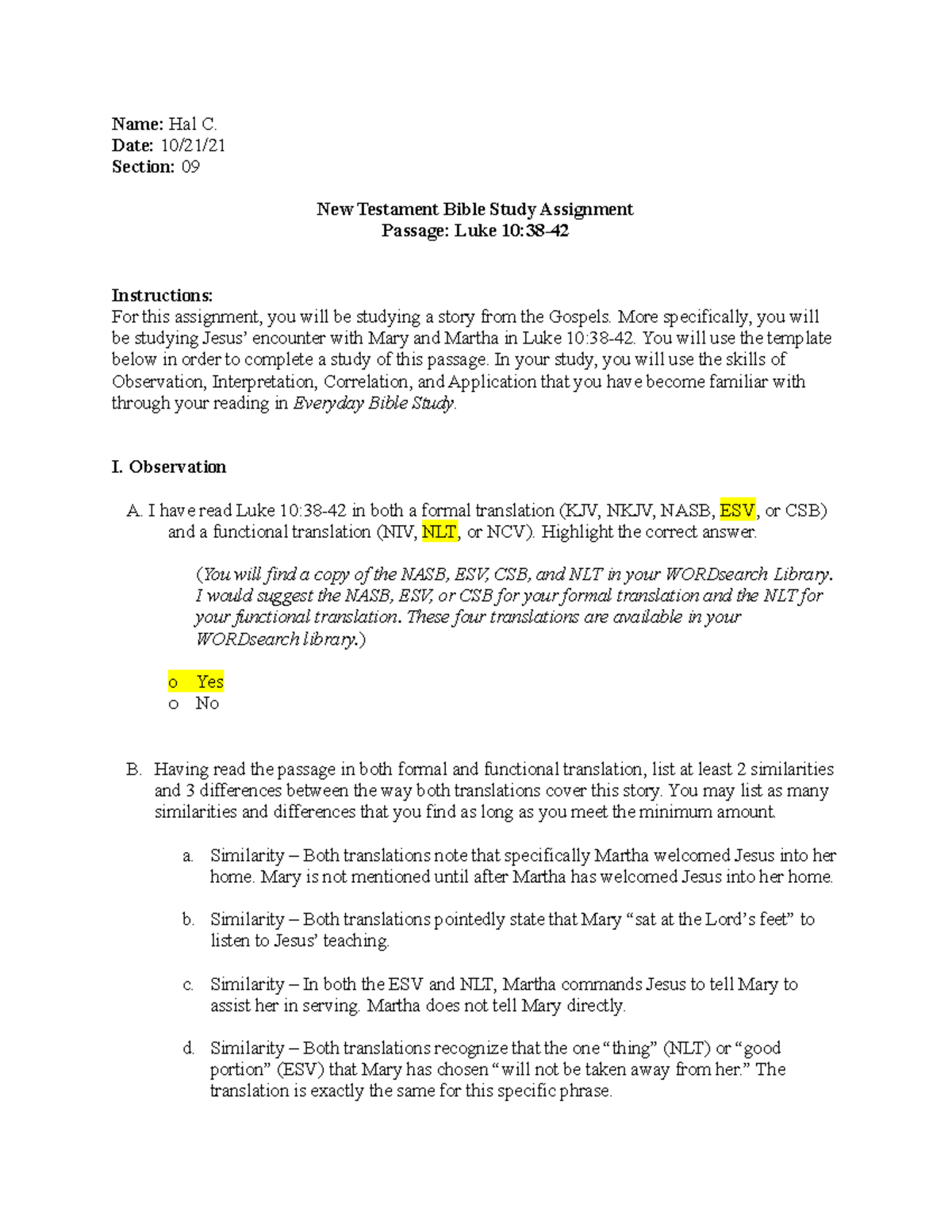 BIBL 104 New Testament Bible Study Assignment Student Example (AY2021 ...