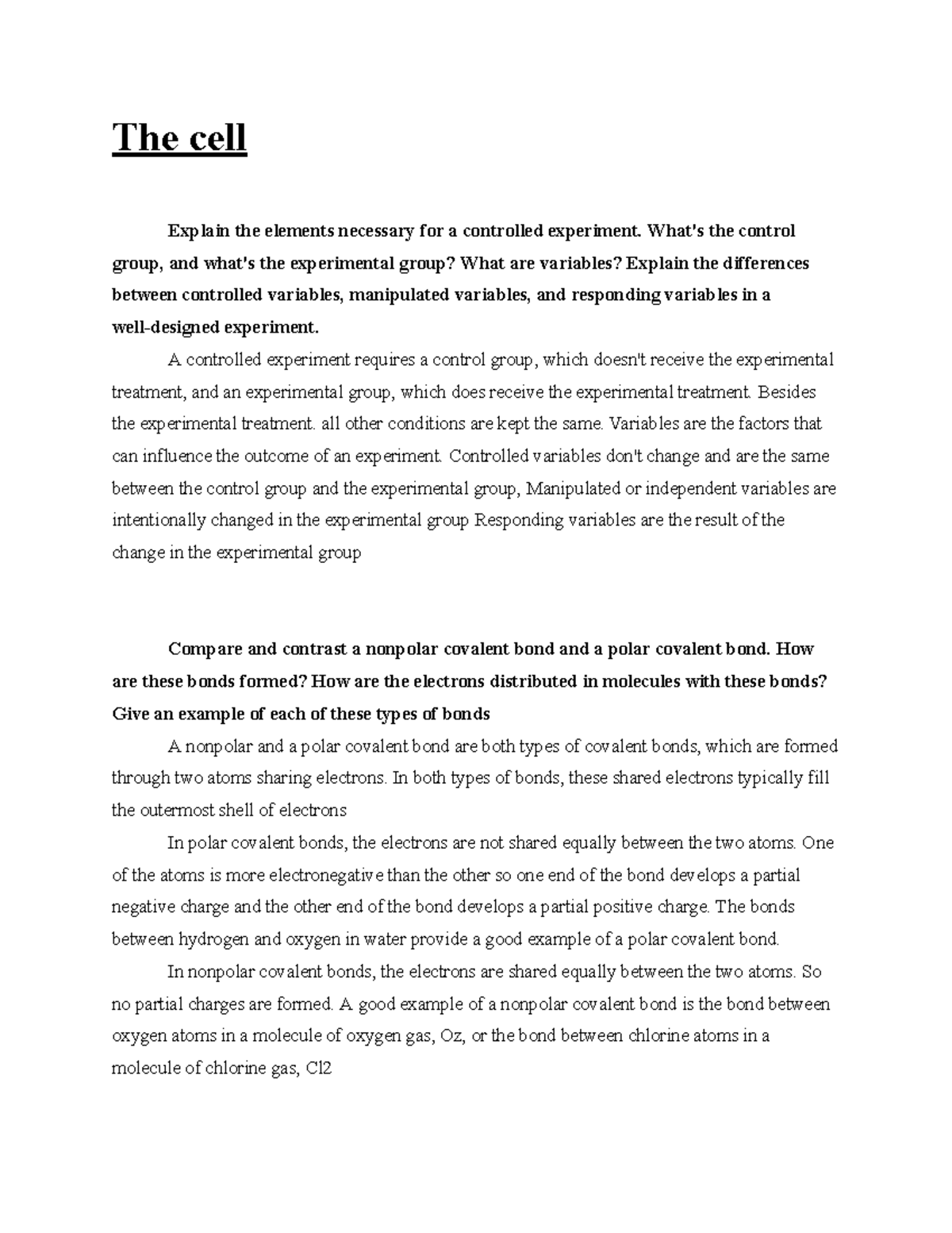 BIO101 Proctored Exam Practice: Controlled Experiments & Cell Structure - Studocu