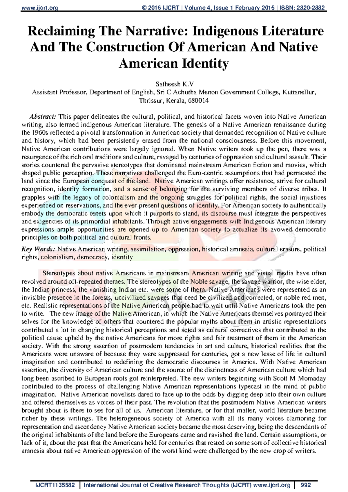 Reclaiming Indigenous Narratives: Literature & Identity in America ...