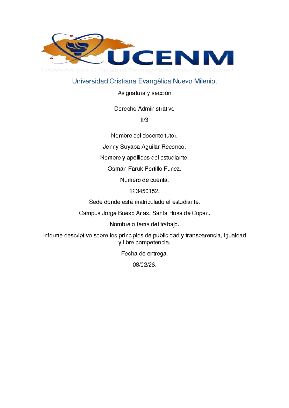 Informe sobre Principios de Publicidad y Transparencia en Derecho ...