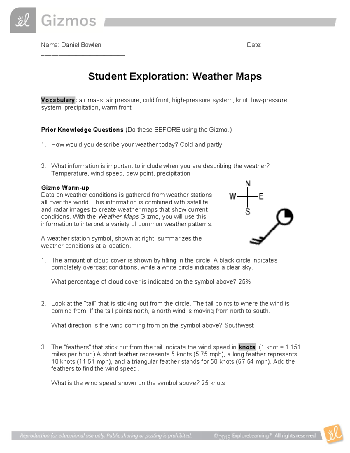 Student Exploration: Weather Maps Gizmo - Understanding Patterns - Studocu