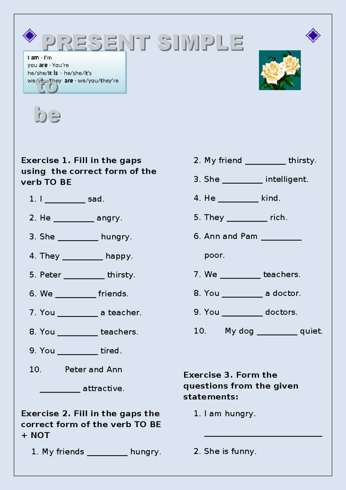 PRESENT SIMPLE: TO BE & HAVE GOT Exercises 437917881 - Studocu