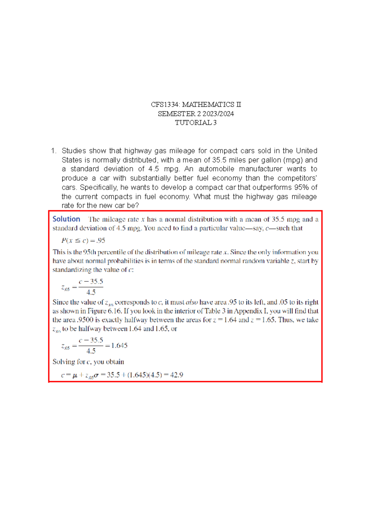 CFS1334 Mathematics II - Tutorial 3 Answer - CFS1334: MATHEMATICS II ...