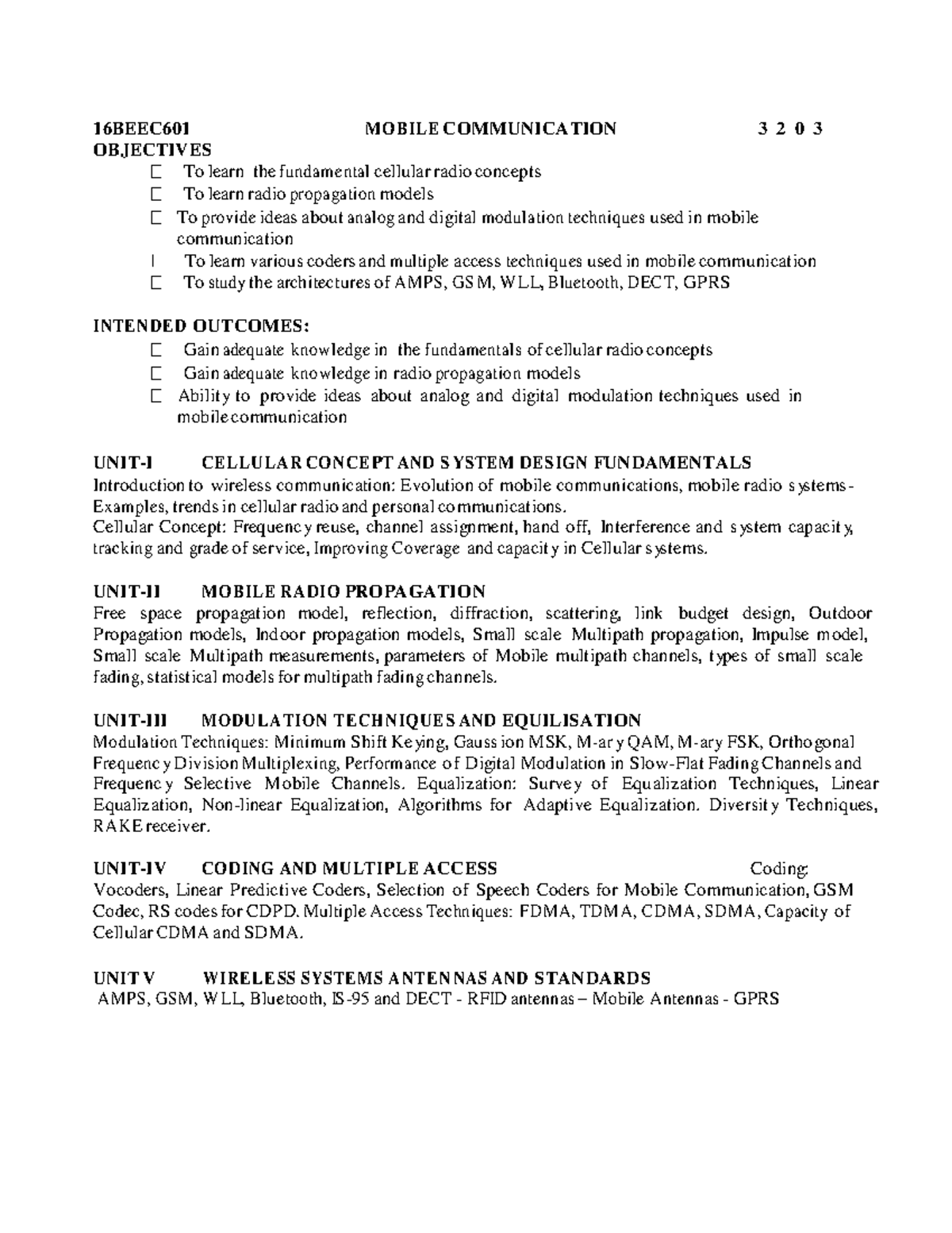 16BEEC601 MOBILE COMMUNICATION LECTURE NOTES AND STUDY GUIDE - Studocu