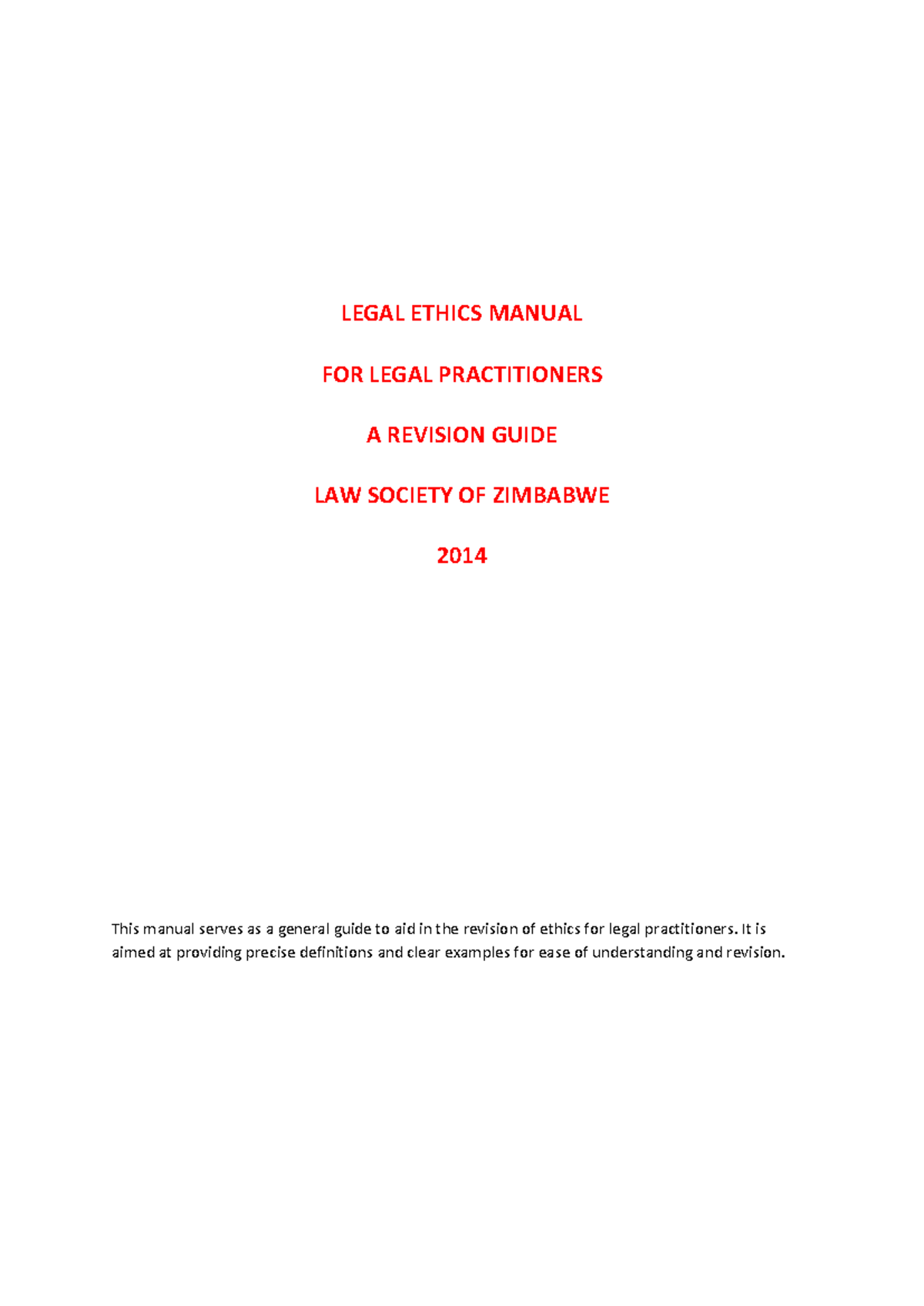 Legal Ethics Manual: A Revision Guide for Law Practitioners - Studocu