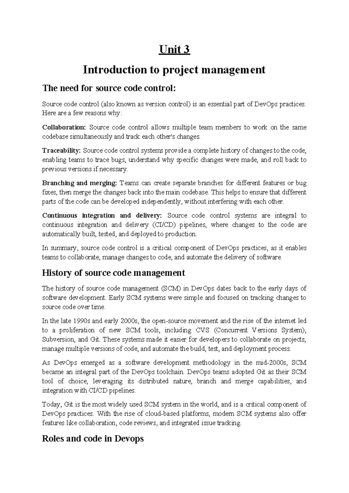 DevOps B Tech R18 Unit 3 Notes - Unit 3 Introduction to project ...