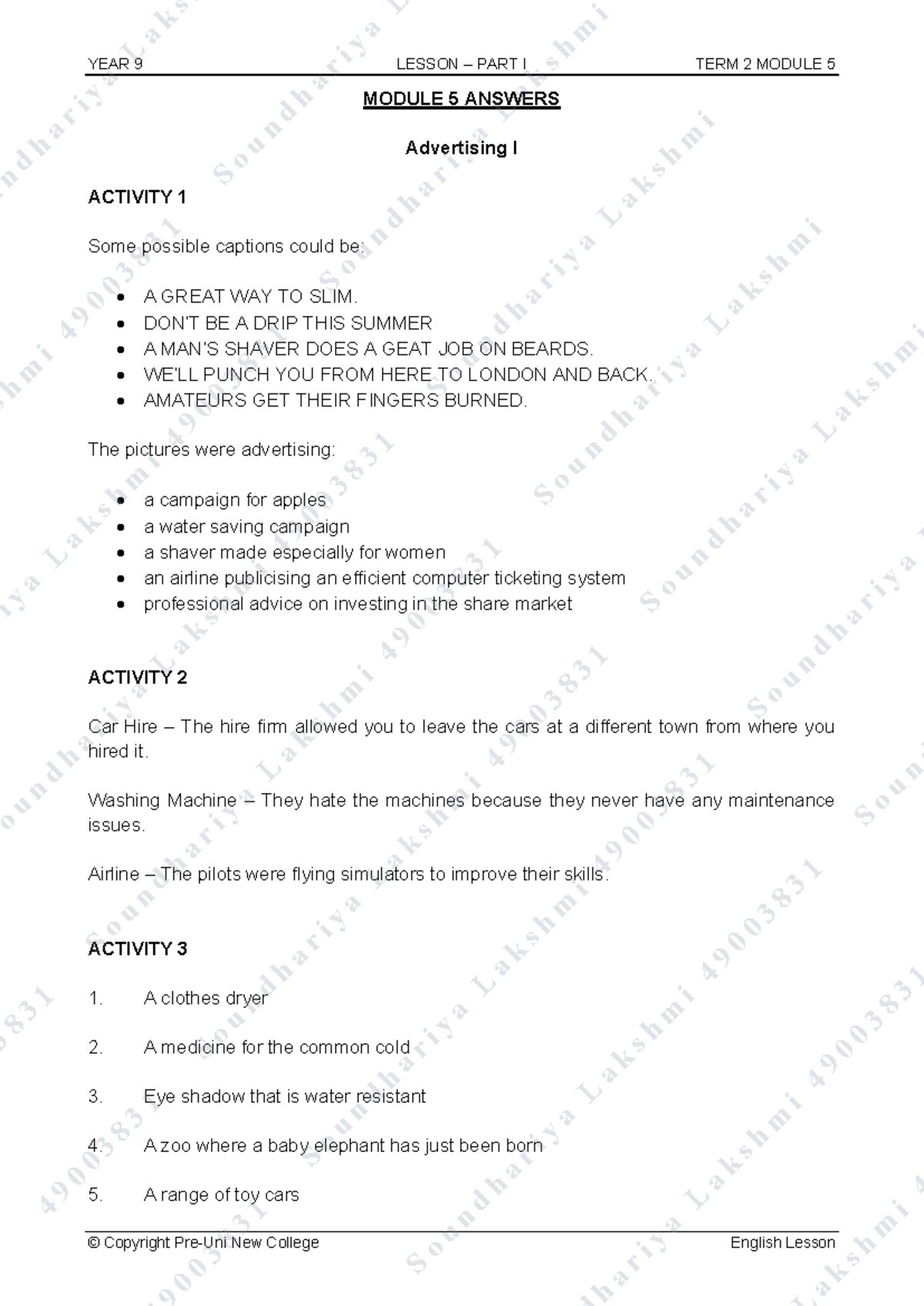 Year 9 Advertising Lesson - Term 2 Module 5 - Studocu