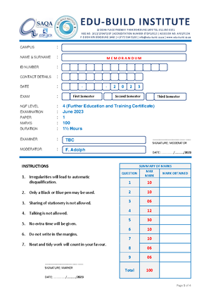 [Solved] ECD exam paper and memo 2024 level 5 - Early Childhood ...