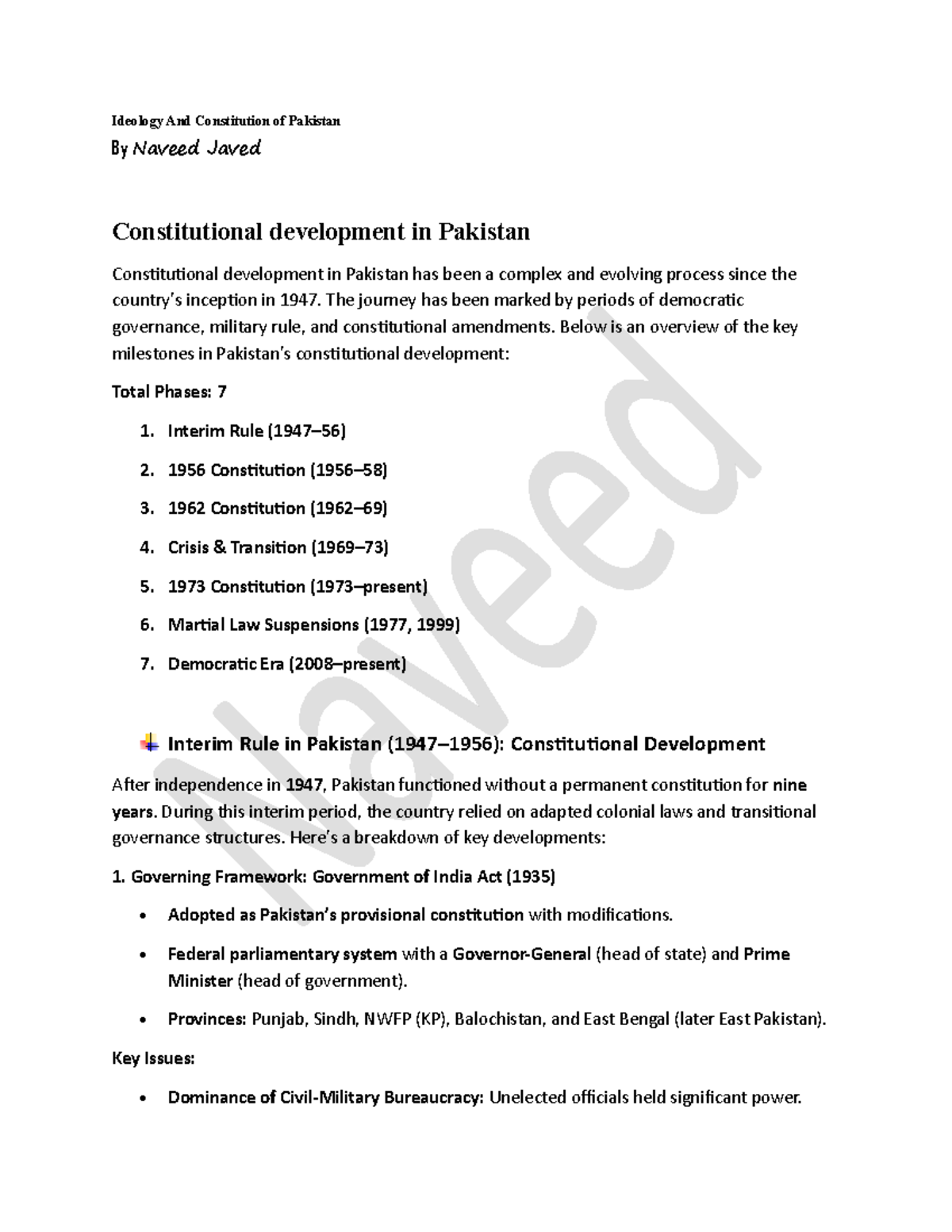 Constitutional Development in Pakistan: Key Milestones and Challenges ...