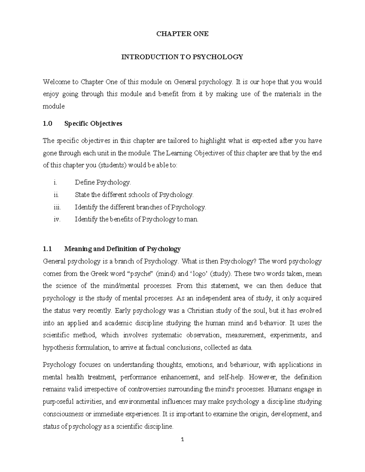 2024 PSY 101: Chapter One - Introduction to Psychology Notes - Studocu