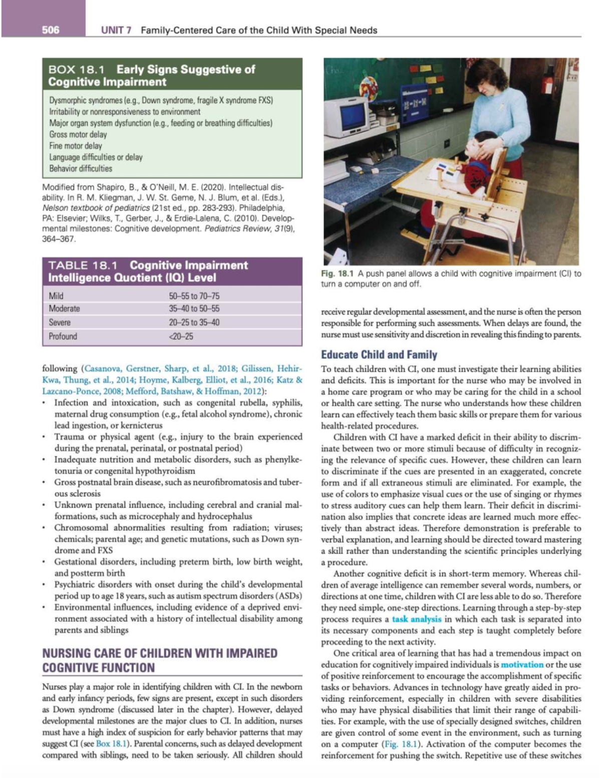 506 UNIT 7 Care of the Child With Special Needs: Cognitive Impairment ...