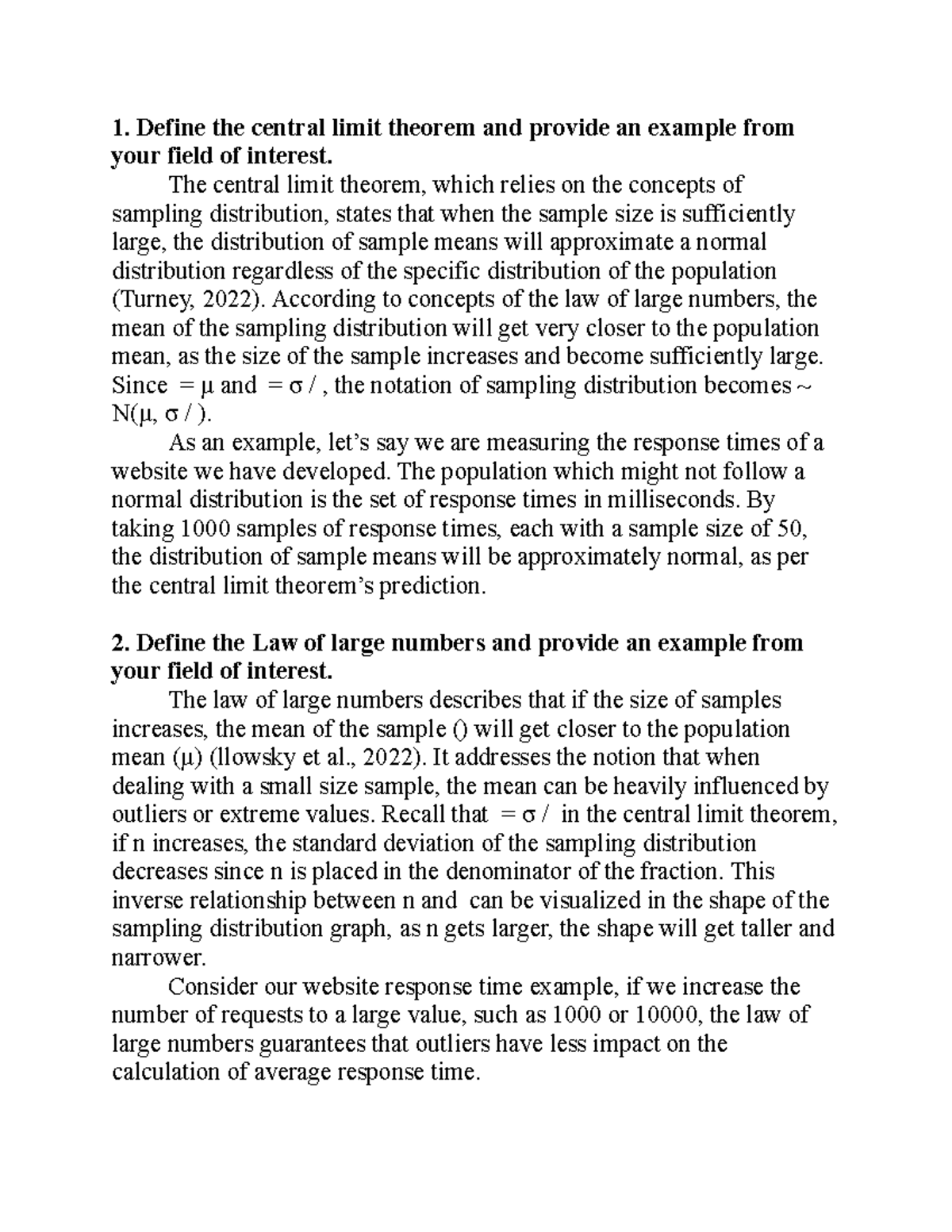 MATH 1280 Discussion Assignment: Central Limit & Law of Large Numbers ...