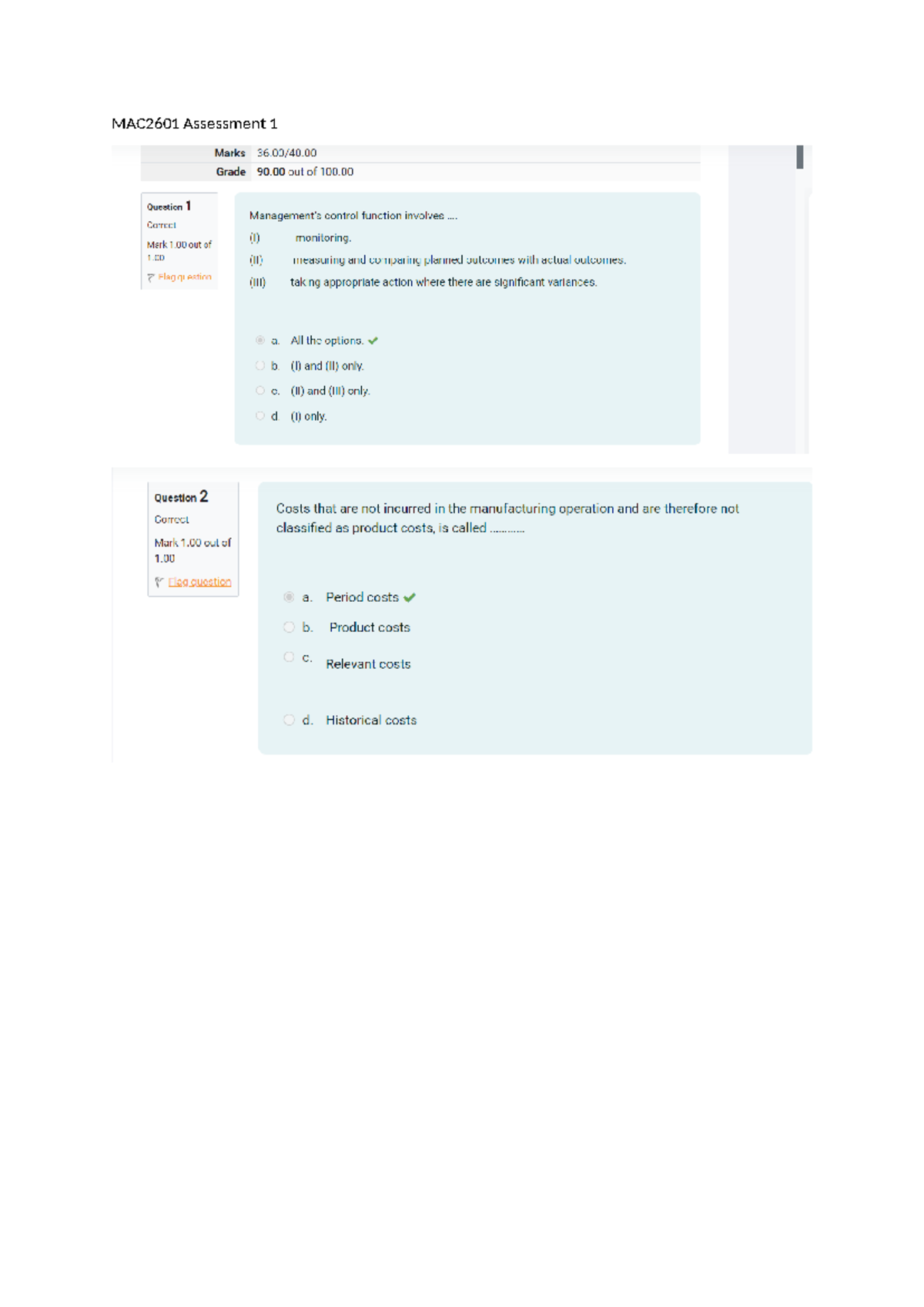 MAC2601 Assessment 1: Key Points & Insights - Studocu